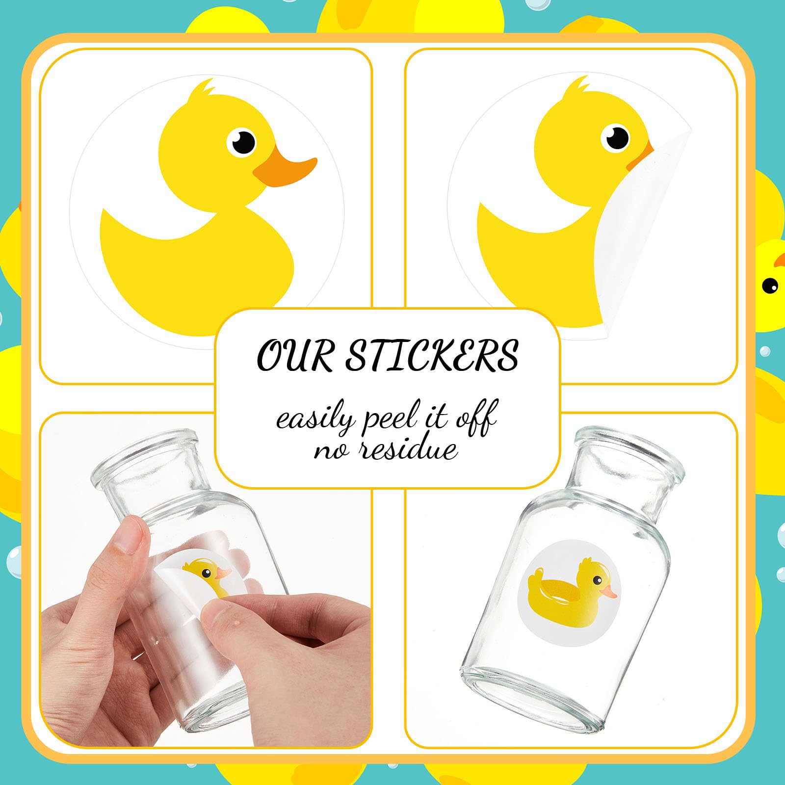 1000 Pcs Rubber Yellow Duck Stickers Cute Duck Decoration for Birthday Party Favor Bags Water Bottle Notebook Decorations,1.5 Inch