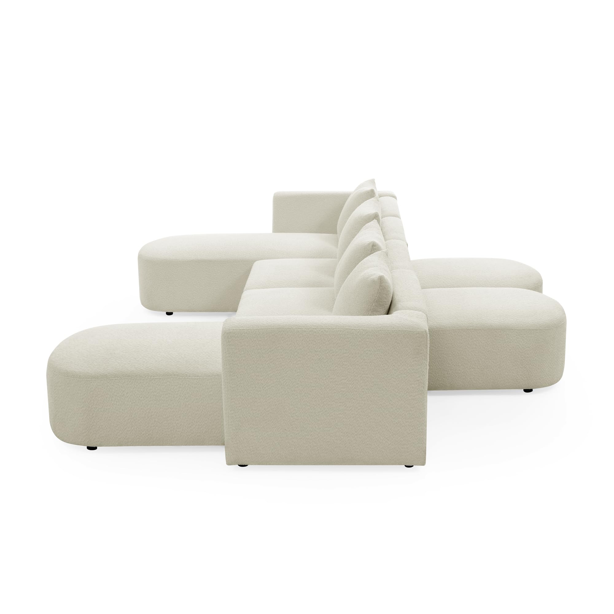 DHPM Modular Sectional, U-Shaped Couch with Double Chaise & Pillows, Modern Minimalist Boucle Fabric Large Comfy Sofa for Living Room Office Apartment, 117 inch, Beige