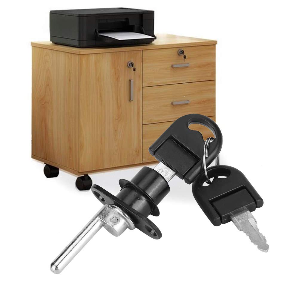 Cabinet Locks Filing Cabinet Locks 2 Piece Furniture Drawer Wardrobe Filing Cabinet Locks with Key Furniture Locks Key Locks Office Security Drawer Locks(16mm Black)