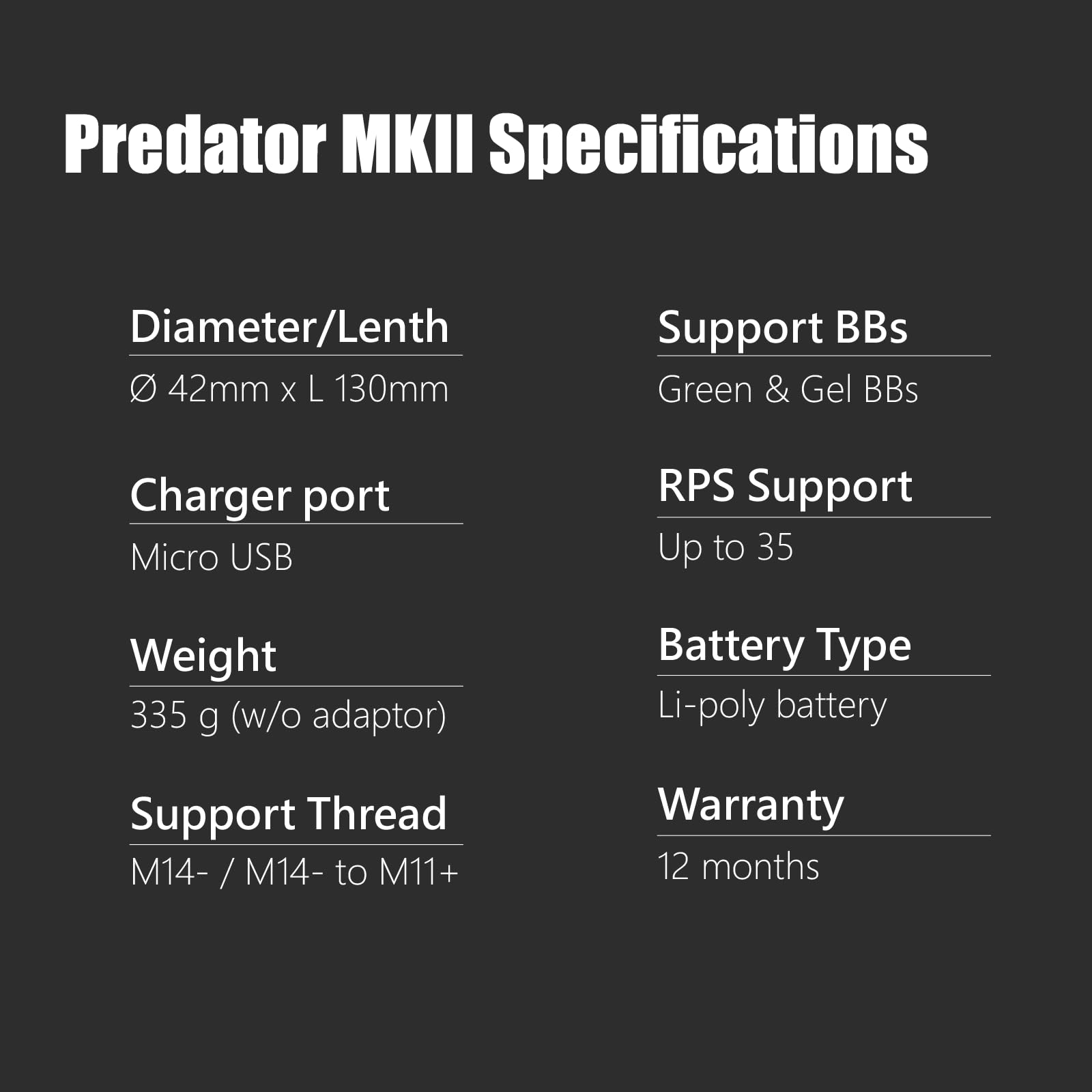 ACETECH Airsoft Riffle Tracer Unit Predator MKII 14mm CCW Negative Thread Glow in The Dark BB LED Beam Lighting Effect (Green/Gel BB Available, Black)