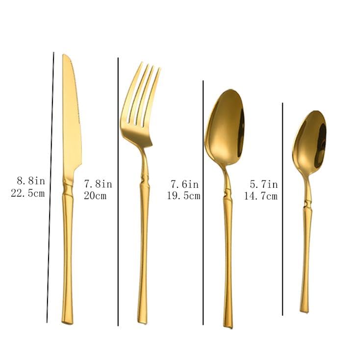 Gold Silverware Set with Steak Knives and Serving Utensils, Stainless Steel Flatware Cutlery Set for 4,Tableware for Home Kitchen Restaurant Wedding