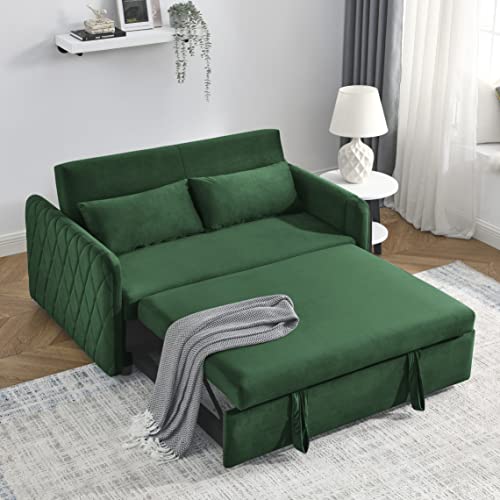 ERYE Green Velvet 2 Pillows Side Pockets, 55"
