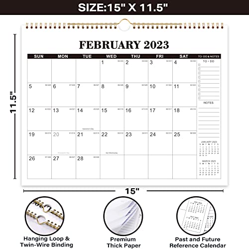 Calendar 2023-2024 - Wall Calendar 2023-2024 with To Do & Notes, 18 Months Wall Calendar from Jan 2023 - Jun 2024,15βx 11.5β, Daily Blocks with Julian Dates, Golden Twin-Wire Binding, Thick Paper Perfect for Organizing & Planning