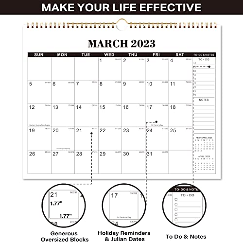 Calendar 2023-2024 - Wall Calendar 2023-2024 with To Do & Notes, 18 Months Wall Calendar from Jan 2023 - Jun 2024,15βx 11.5β, Daily Blocks with Julian Dates, Golden Twin-Wire Binding, Thick Paper Perfect for Organizing & Planning