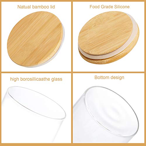 4 Pack Glass Jars with Airtight Bamboo Lids, (Dabacc) Glass Kitchen Canisters Clear Container for Food Storage of Dry Goods, Cookie, Candy, Spices, Coffee Beans and More, 18.6 OZ