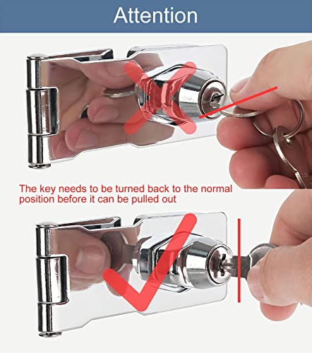 I-EASYDWW, 2.5 Inch Red Zinc Alloy Keyed Hasp Locks, 4 Pack with Keys and Screws, Automatic Locking, For Drawers and Cabinets