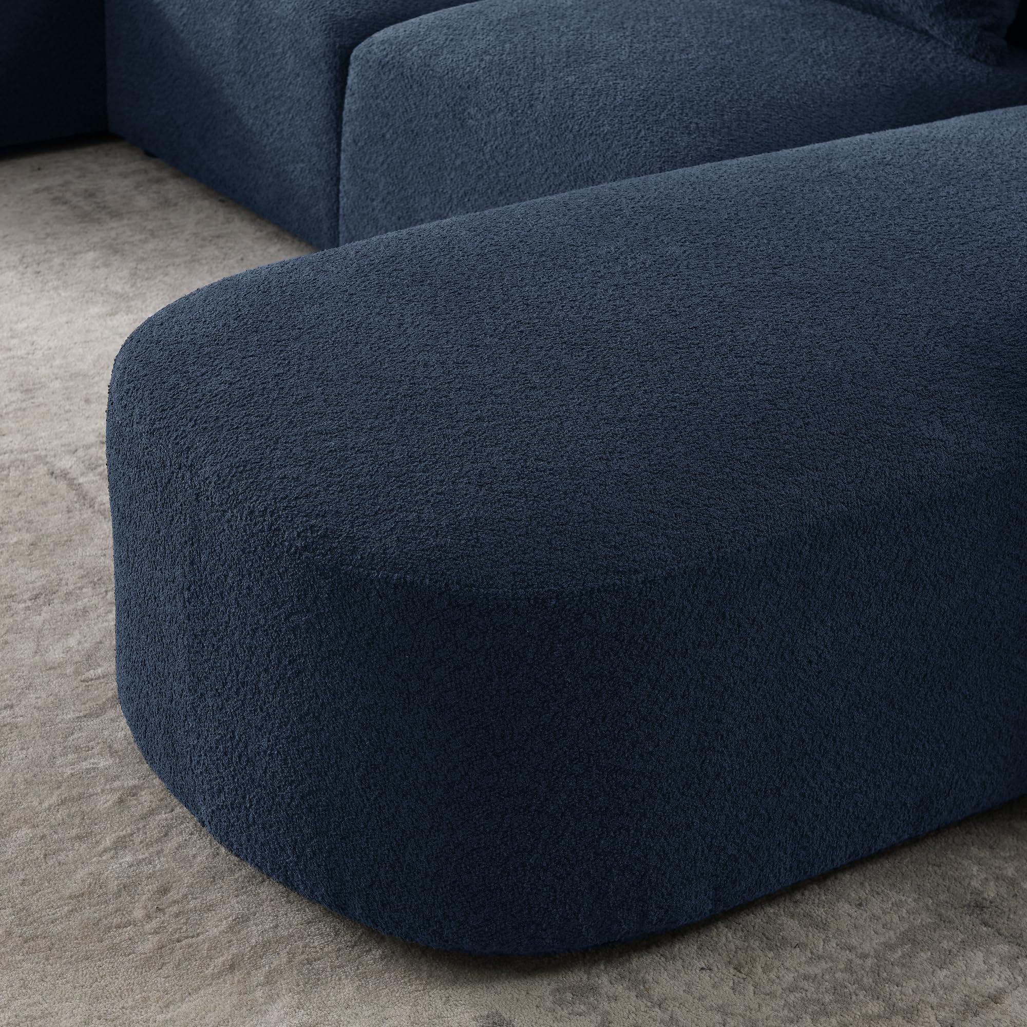 DHPM Modular Sectional, U-Shaped Couch with Double Chaise & Pillows, Modern Minimalist Boucle Fabric Large Comfy Sofa for Living Room Office Apartment, 117 inch, Navy