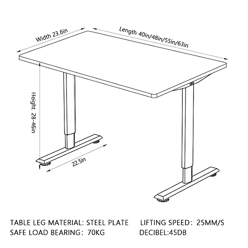 Xenusa Computer Desk Height Adjustable Standing Desk Ergonomic Electric Home Office Stand Up Computer Workstation (Maple Wood, 63 in)