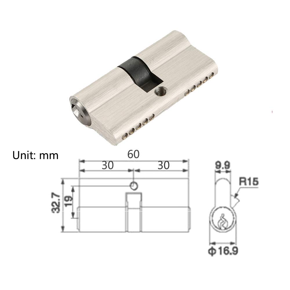 Euro Cylinder Lock,Door Barrel Lock, Lock Cylinders Cylinder Lock Hardware Cabinet Office Patio Protection Replacement Drawer Home Superior Furniture Doors with 3 Keys Lock Cylinders Thumb