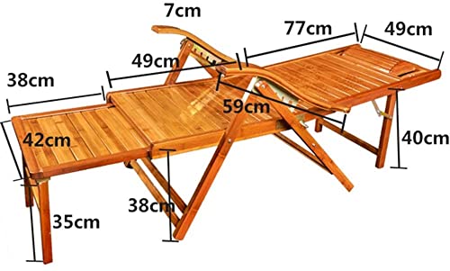 Lounge Chair, Patio Lounge Chairs Bamboo s,Durable Adjustable Deck Chairs,Wooden Outdoor s with Footrests and Mattresses,for Garden Courtyard Balcony