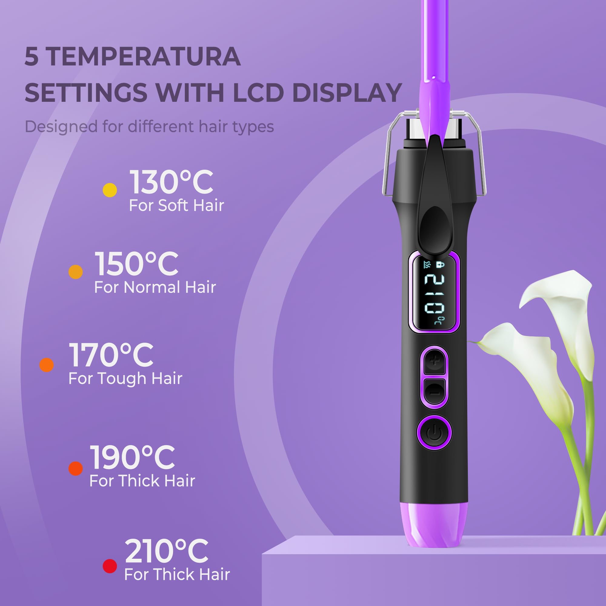 3/8 Inch Curling Iron, Professional 9mm Curling Iron for Short & Long Hair, Ceramic Curling Wand with Temps Control 120 ℃-210 ℃,Small Curling Iron, Dual Voltage Wand Curling Iron, Travel Curling Iron