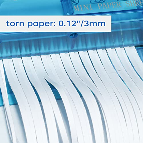 JIKIOU Mini Hand Shredder Portable Paper Shredder Manual Shredder Documents Paper Cutting Tool Home Office Desktop Stationery Blue