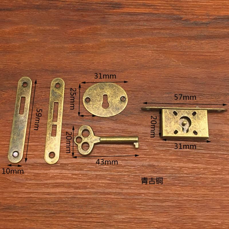 ZCZQC Gold Metal Flush Mount Lock Set for Grandfather Clock, Cabinet Door or Dresser Drawer