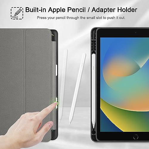 SUROCASE Case Compatible with iPad 10.2 Inch 2021/2020 iPad 9th/8th Generation & 2019 iPad 7th Generation with Pencil Holder, Protective Case with Soft TPU Back, Auto Sleep/Wake Cover, Butterfly