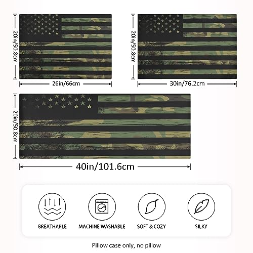 Camo American Flag Bed Pillow Protectors Zippered Standard Size Throw Pillow Cases Pillow Shams 20x26 in