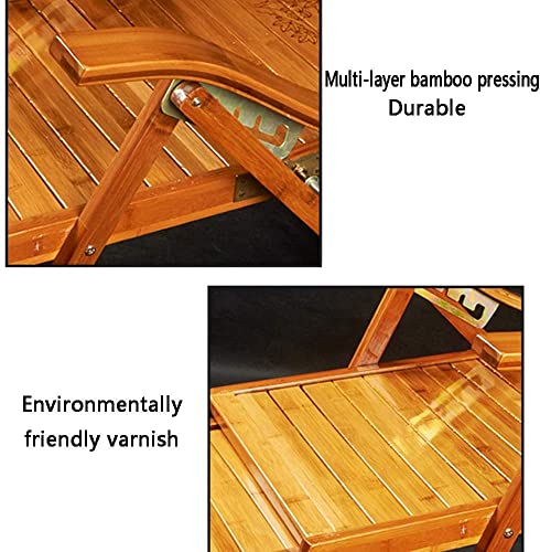 Lounge Chair, Patio Lounge Chairs Bamboo s,Durable Adjustable Deck Chairs,Wooden Outdoor s with Footrests and Mattresses,for Garden Courtyard Balcony