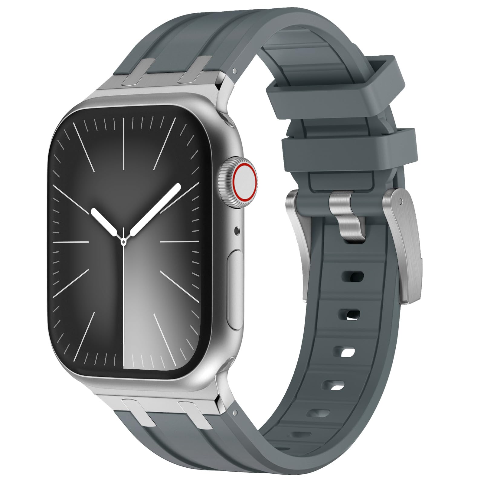 WINGLE Apple Watch Band Ultra - 49mm, 46mm, 45mm, 44mm, 42mm for Men - Series 10, 9, 8, 7 SE, 6, 5, 4 - AP Liquid Silicone Rubber Band for iWatch 3, 2, 1 - Metal Adapter - Luxury Cool Sport Strap