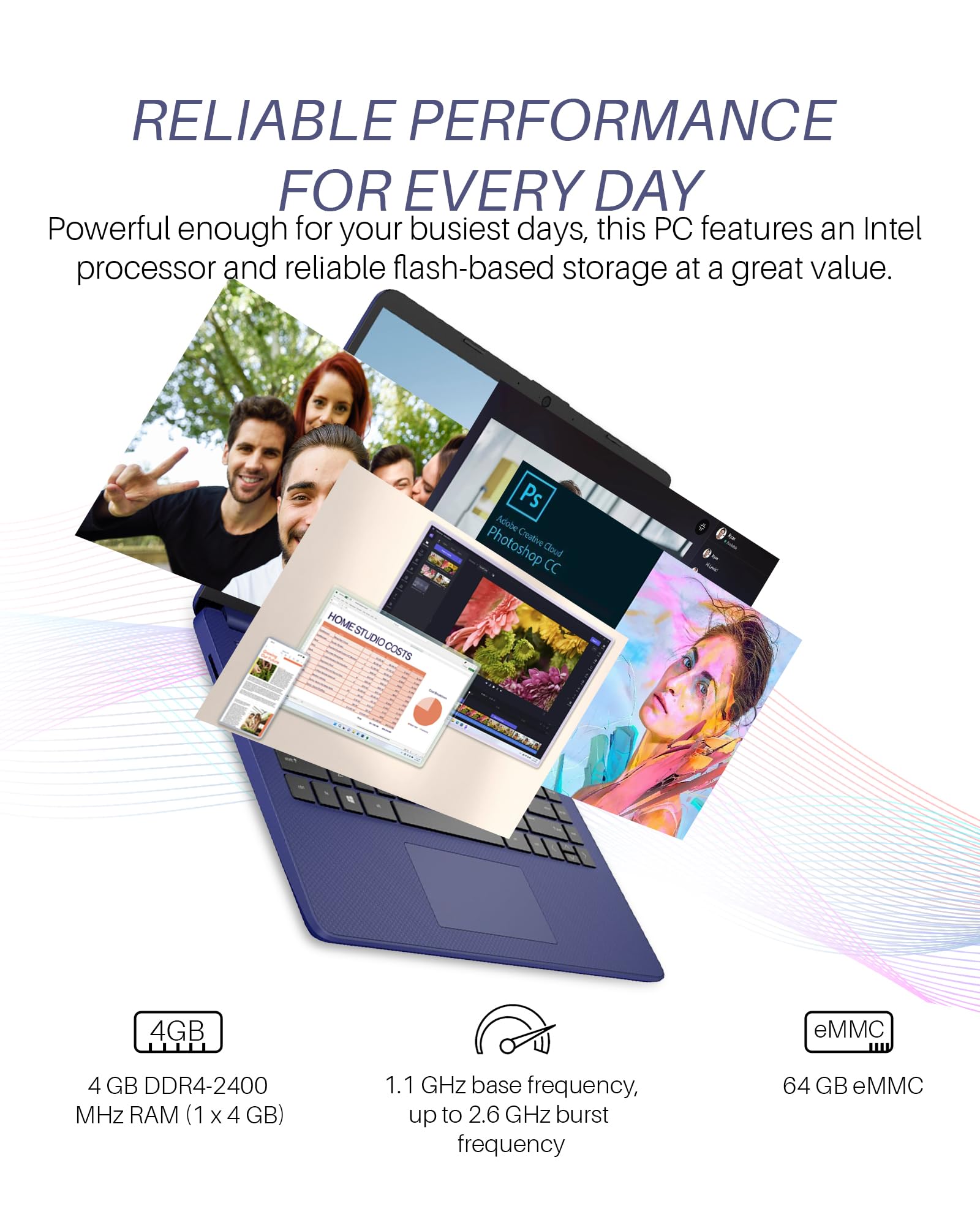 hp 2023 New 14" HD Screen Student Laptop, 12 Hours Long Battery Life,16GB RAM, 320GB Storage(64GB eMMC+256GB Micro SD Card), Quad-Core Intel Celeron N4120, UHD Graphics, WiFi, Blue, Windows 11 Home