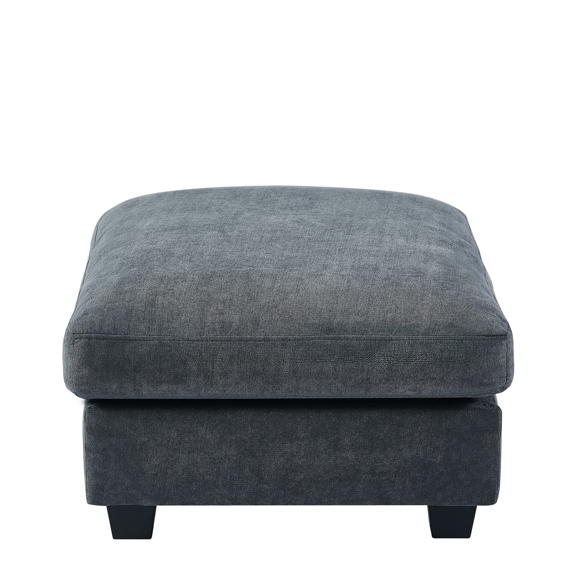 Aiuyesuo L-Shape Feather Filled Sectional Sofa, Convertible Sofa with Reversible Chaise and 4 Pillows, Movable Ottoman Sectional Couch for Living Room, Apartment, Dorm (Dark Gray-KK01)