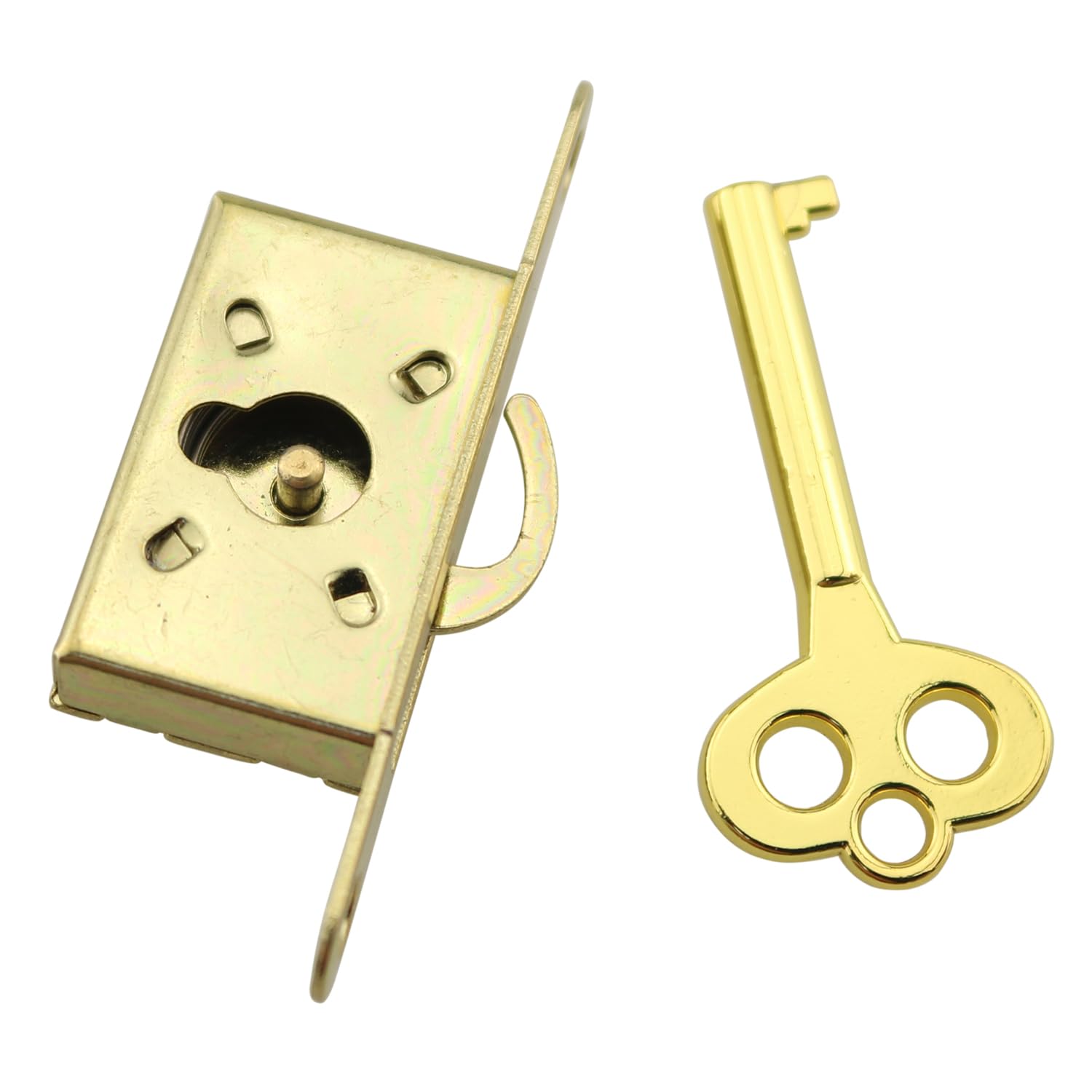 ZCZQC Gold Metal Flush Mount Lock Set for Grandfather Clock, Cabinet Door or Dresser Drawer