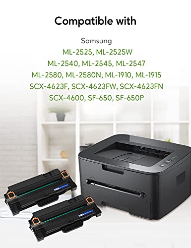 Compatible Toner Cartridges Replacement for Samsung 105L MLT-D105L MLT105L use with Samsung ML-2525W ML-2525 ML-2545 ML-1915 SCX-4623F SCX-4623FW SCX-4623FN SF-650 SF-650P Printer (2 Black)