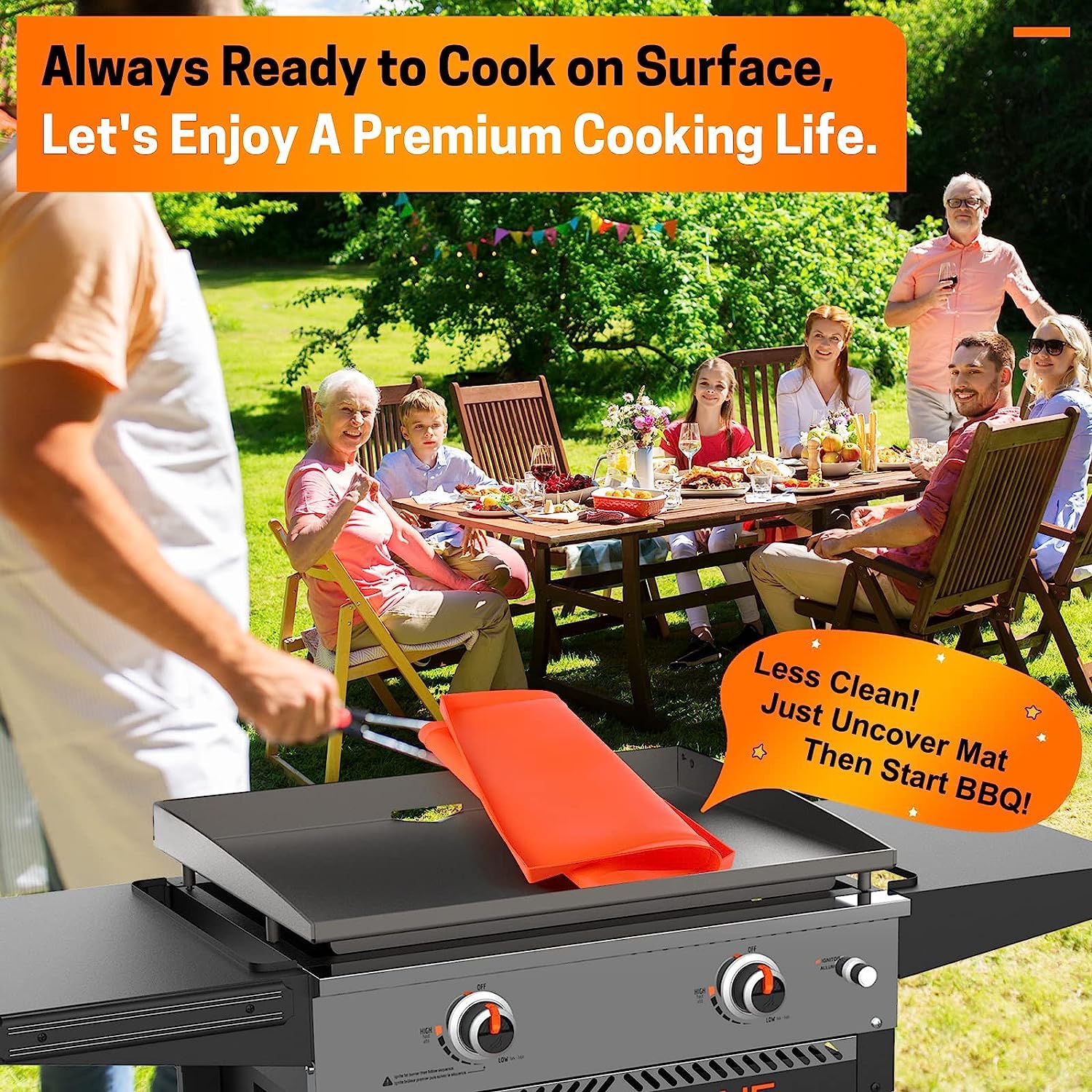 i-FSK Heavy Duty Silicone Griddle Mat (1.98 lbs) for Blackstone 36", All-Season Cover, Effortless Cleaning Accessory