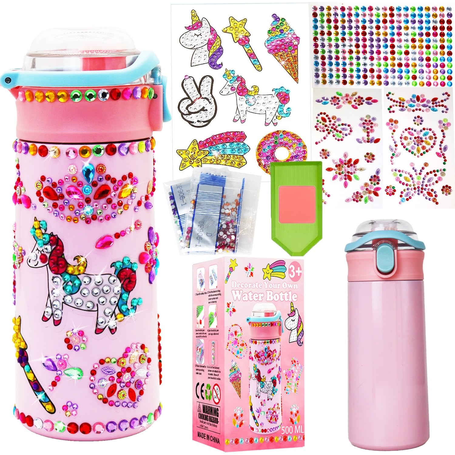 Huastyle Decorate Your Own Cute Water Bottle for Girls, Crafts for Girls Ages 6-8 8-12, Arts and Crafts for Kids 5 6 7 8 9 10 11 12 Year Old Birthday Christmas Gift