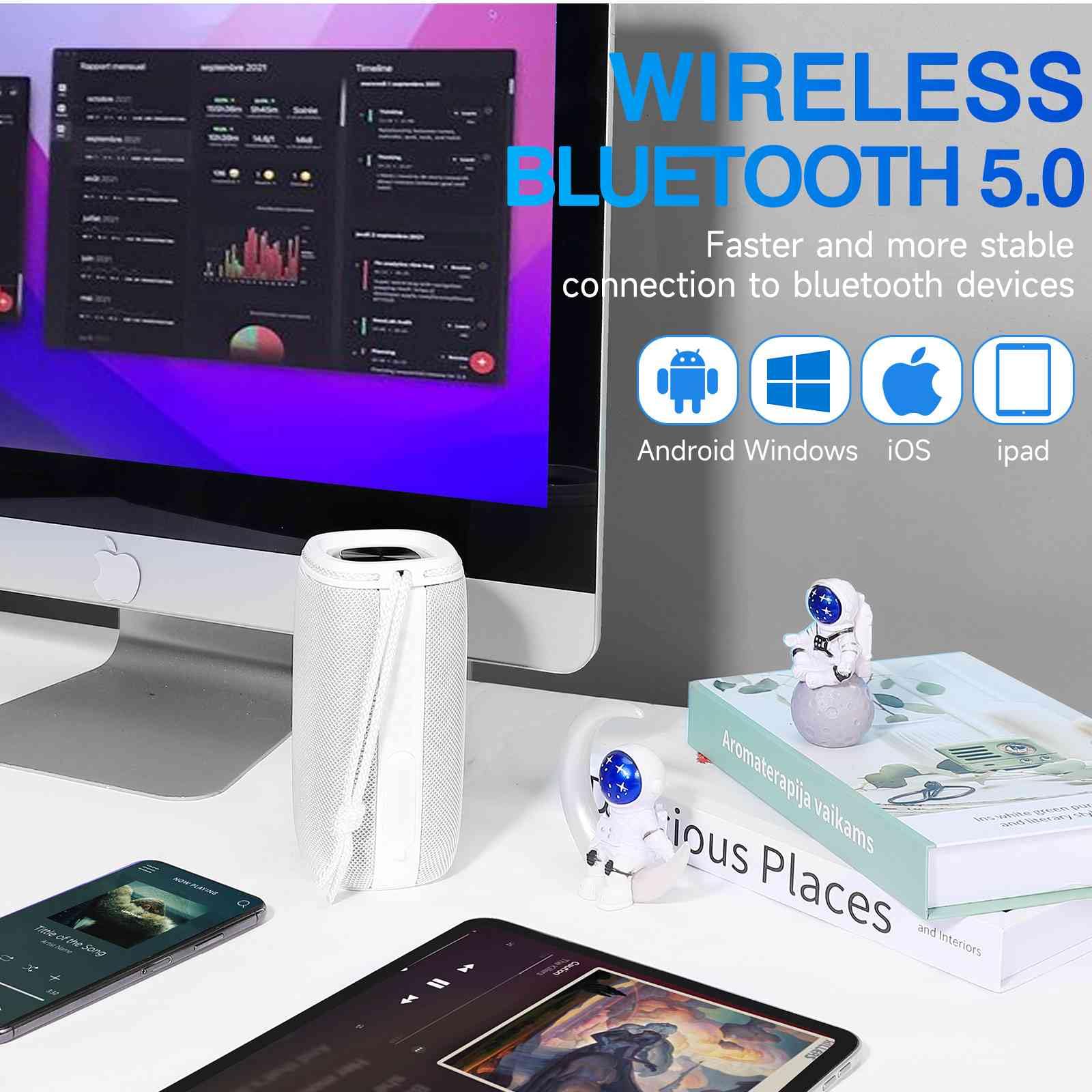 UrbanX Scorpio Series Bluetooth Speaker, IPX6 Waterproof Speakers HD Surround Sound with Punchy Bass, True Wireless Pairing, BT5.3, Portable Speaker for Redmi Note 4 - White