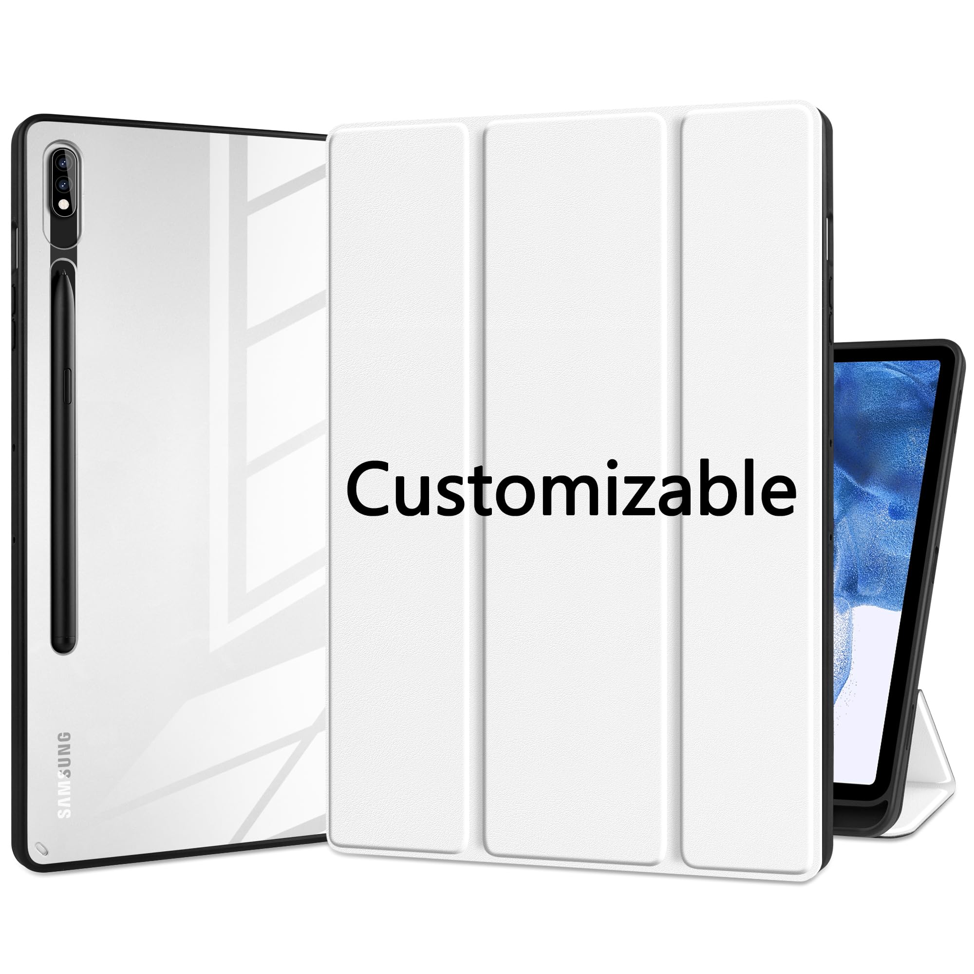 Batianda Customizable Case for Samsung Galaxy Tab S9 Ultra 14.6 inch 2023 Model (SM-X910/X916/X918) with S Pen Holder, Shockproof Tablet Cover with Clear Transparent Back Shell Auto Sleep/Wake