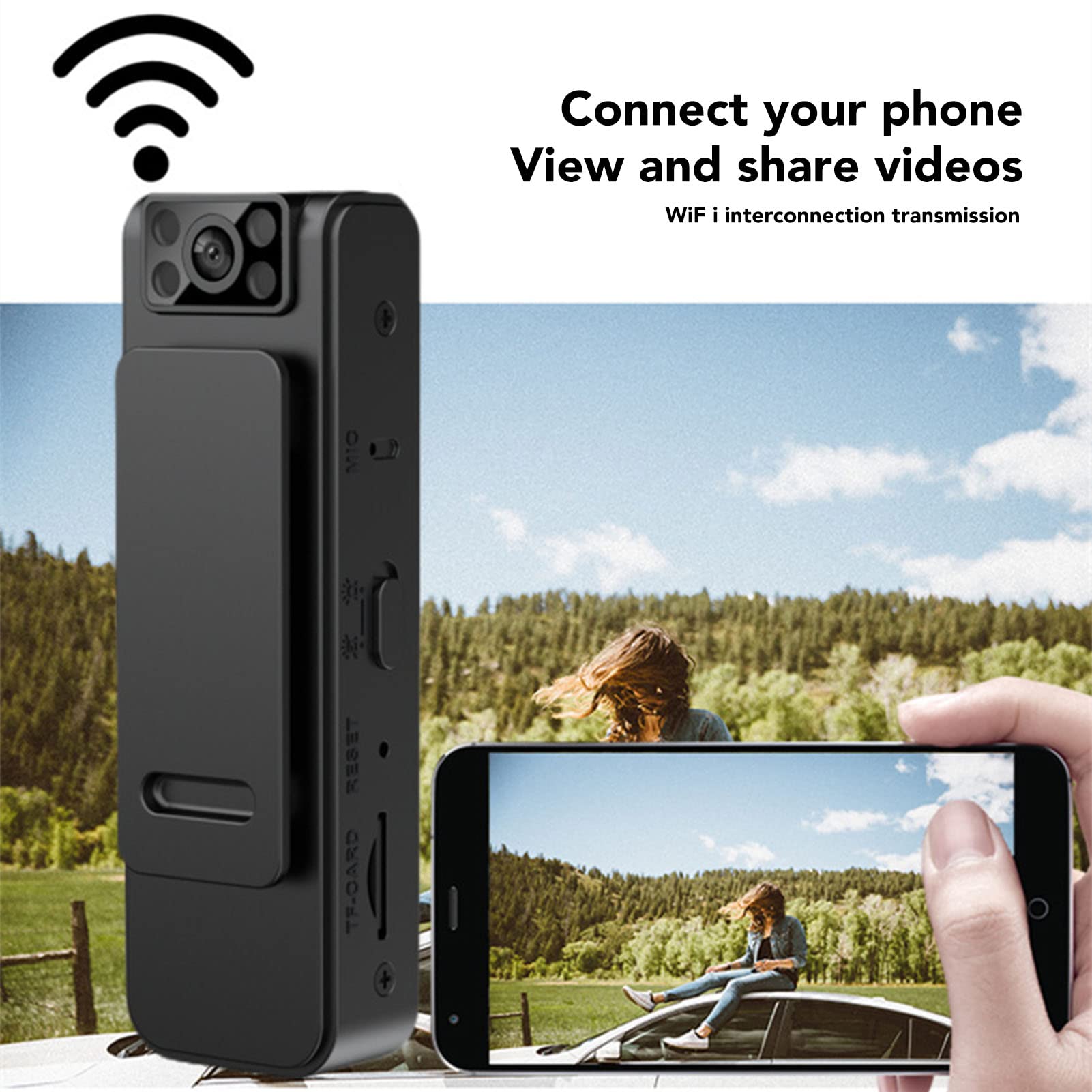 Airshi Body Camera Rotating Lens Pocket Camera Night Magnetic for Sports