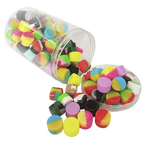 2ML Silicone Containers 100pcs Non-Stick Wax Containers Multi Use Storage Jars Oil Concentrate Bottles Assorted Colors