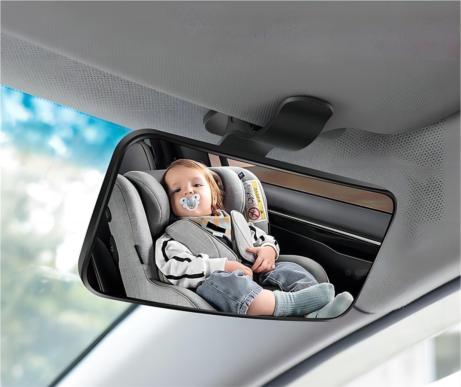 Car Interior Rearview Baby Mirror - Wide Angle Convex Clip-on Mirror Adjustable for Viewing Rear Passengers