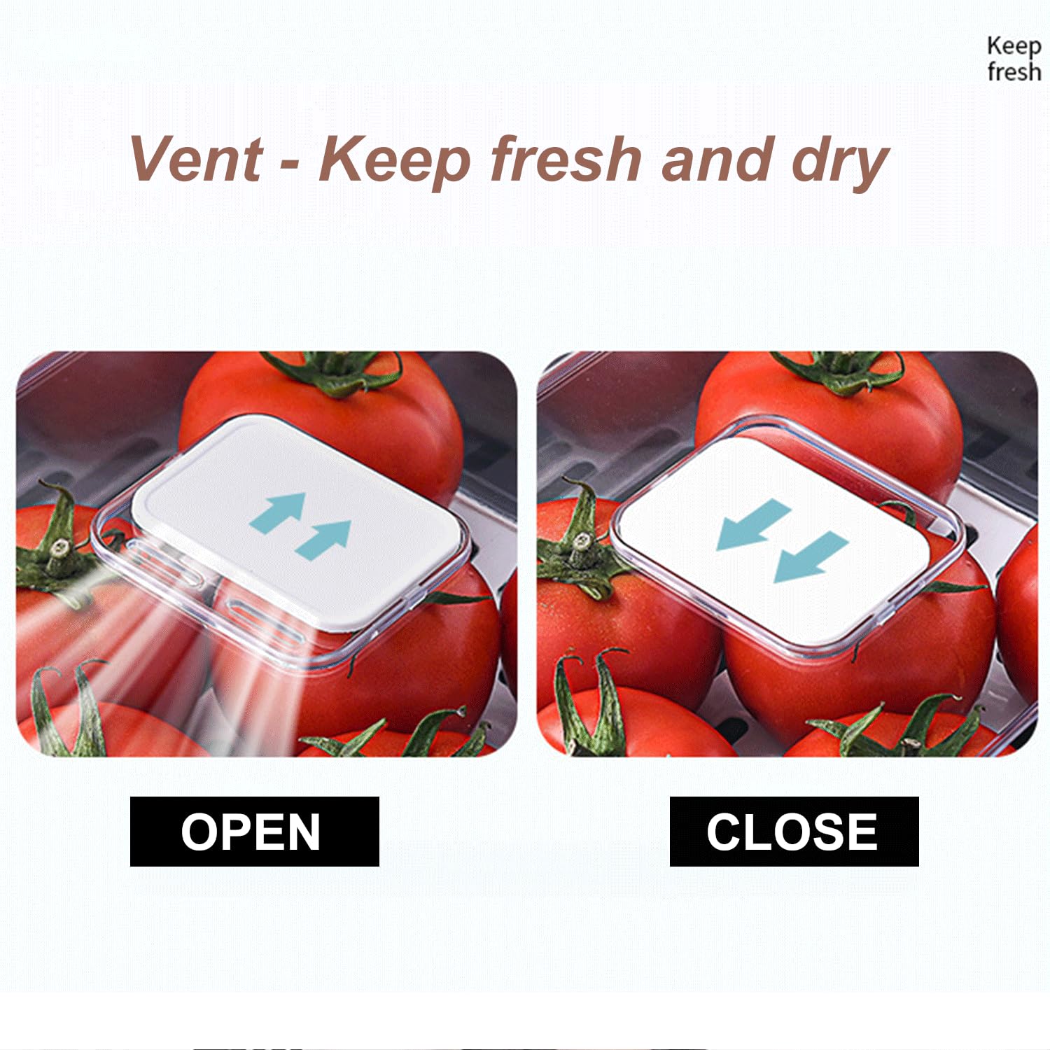 Yatmung Refrigerator Organizer Bin with Ventilation System - Clear pull out fridge storage drawers stackable plastic -Vegetable, deli, freezer, kitchen - Refrigerator Organizing and storage ( 2 Pack )