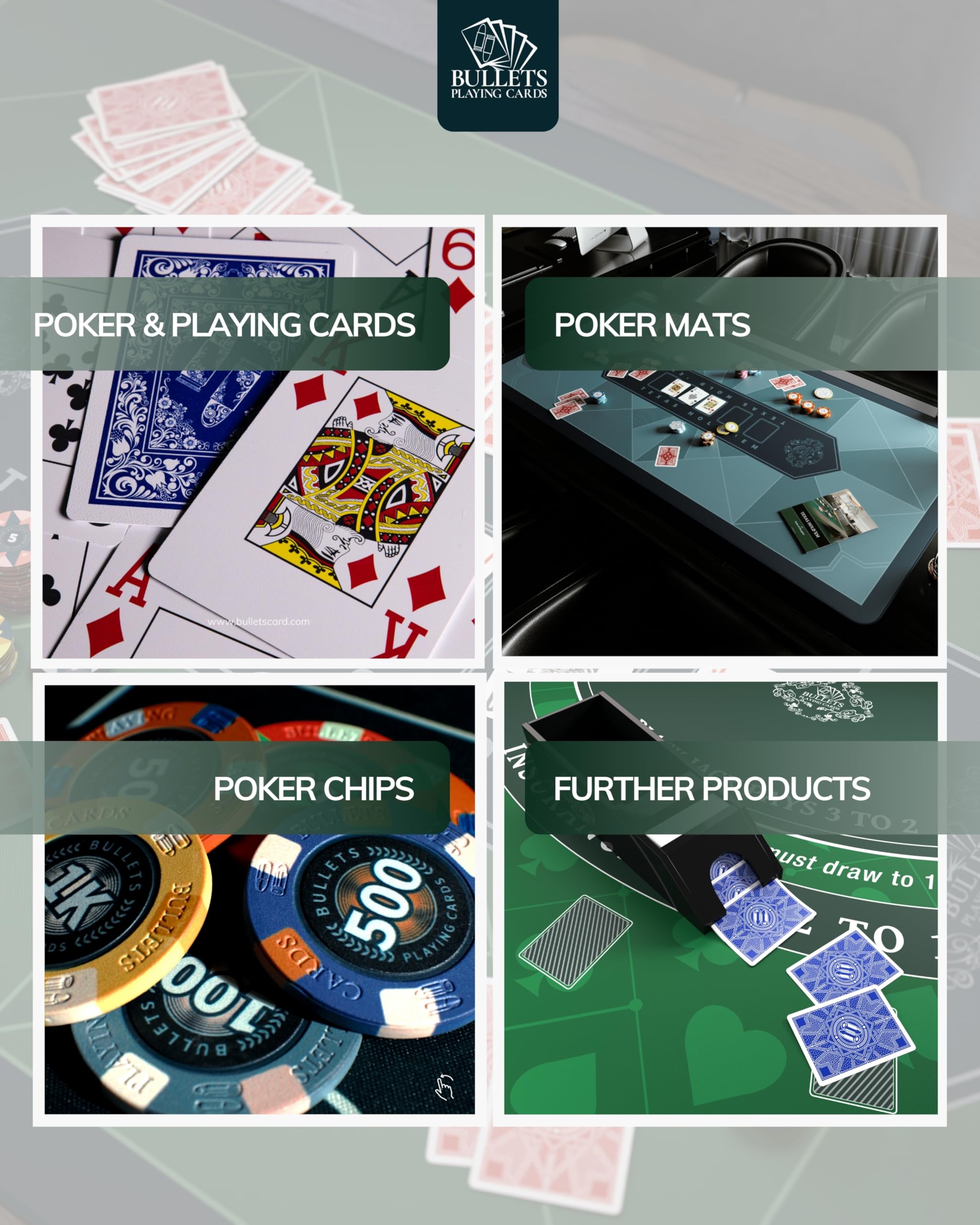Bullets Playing Cards Poker Sets with Case - Versatile Denominations for Poker, Blackjack, & Casino Games - Durable & Complete Set - Poker Case with 300 Ceramic Poker Chips 'Paulie' with Values