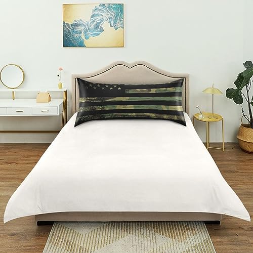 Camo American Flag Bed Pillow Protectors Zippered Standard Size Throw Pillow Cases Pillow Shams 20x26 in
