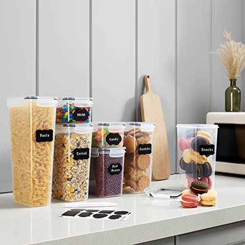 Lifewit 24pcs Airtight Food Storage Containers with Universal Lids, Plastic Cereal Containers Storage Set with Labels Marker in Kitchen Pantry, Sugar Flour Dry Food, BPA Free