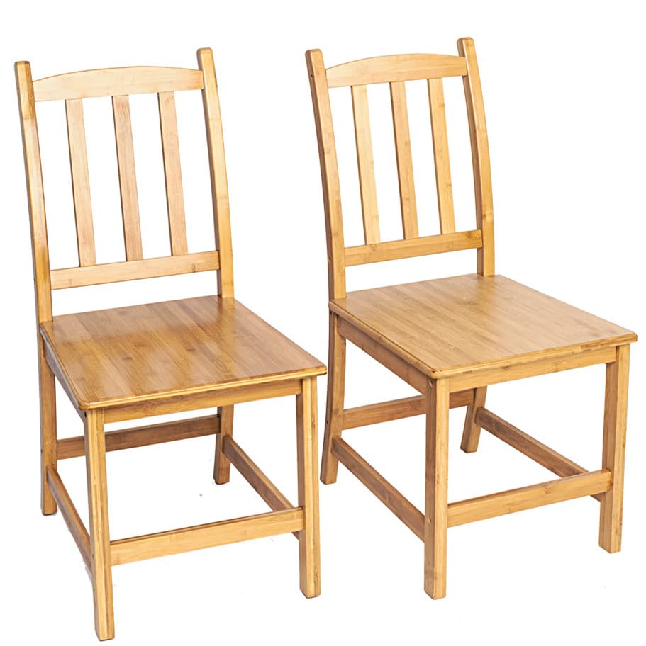 Huedimboene Set of 2 Farmhouse Armless Dining Chairs for Kitchen, Kitchen Chair with Rake Back, Wooden Dining Room Chairs, 18.1''D x 16.1''W x 34.2''H, Natural Color