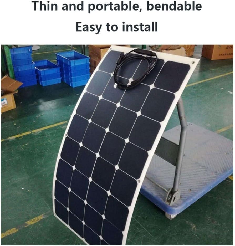 CAJUCA 100W Flexible Outdoor Solar Panel, High-Efficiency Battery Solar Charging Board, Power System for Home Camping Garden RV Boat