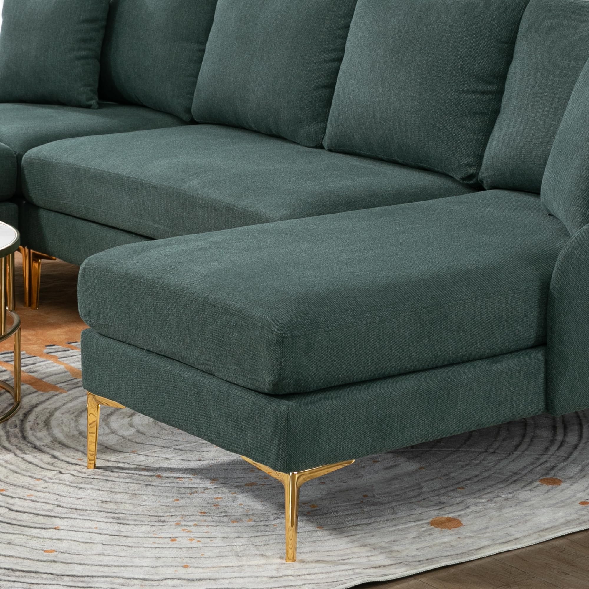 Haplized Modern U-Shape Sectional Sofa, 110'' Reversible Left or Right Chaise of Sectional Couch, 4-Seat Couch with Chaise and Ottoman, Comfortable Sectional Couches for Living Room Apartment, Green