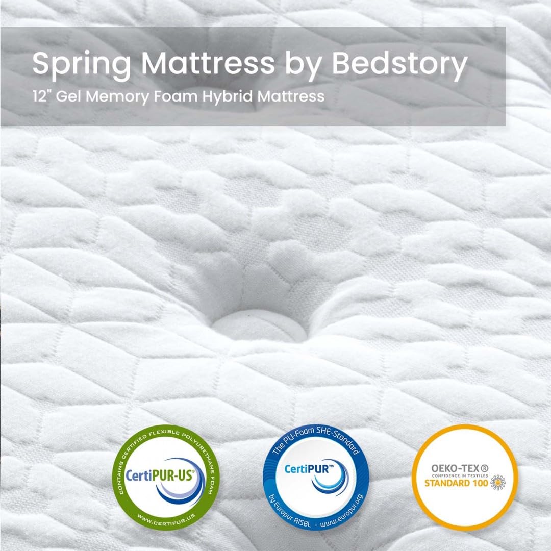 BedStory Queen Mattress, 12 Inch Hybrid Mattress with Foam & Individually Wrapped Pocket Coils Luxury Spring Mattress Motion-Isolation CertiPUR-US Certified 60 x 80 Inch