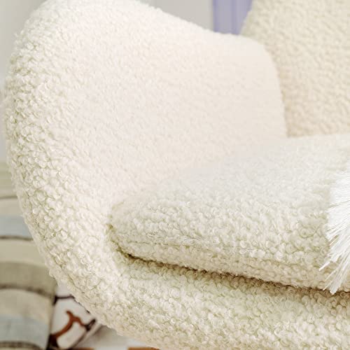 Morhome Upholstered Nursery Rocking Chair-Comfy Glider Rocker with Padded Seat, High Backrest, and Armrests for Living Room Bedroom Offices, Beige