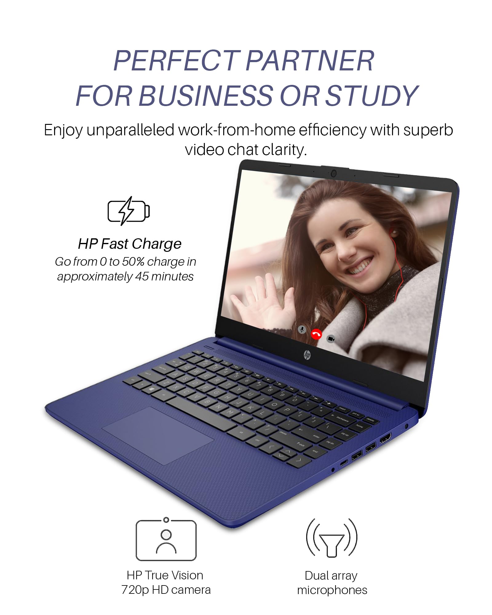 hp 2023 New 14" HD Screen Student Laptop, 12 Hours Long Battery Life,16GB RAM, 320GB Storage(64GB eMMC+256GB Micro SD Card), Quad-Core Intel Celeron N4120, UHD Graphics, WiFi, Blue, Windows 11 Home