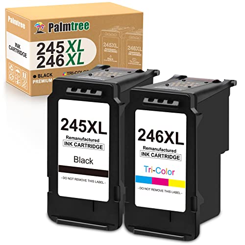 Palmtree Compatible 245XL 246XL Ink Cartridge Black Color Combo Replacement for Canon 245 PG-245Xl CL-246Xl PG-243 CL-244 for Pixma MX490 MX492 MG3022 MG2522 MG2920 MG2420 MG2520 MG2922 TR4520 Printer
