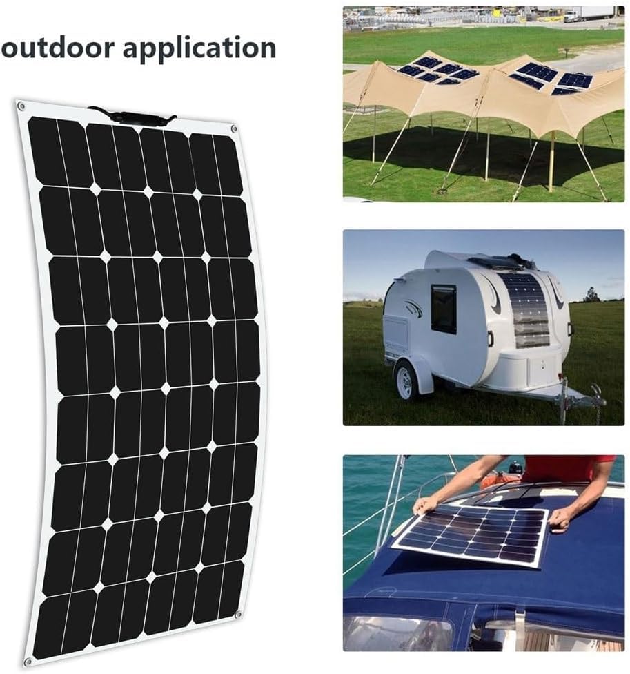 CAJUCA 100W Flexible Outdoor Solar Panel, High-Efficiency Battery Solar Charging Board, Power System for Home Camping Garden RV Boat