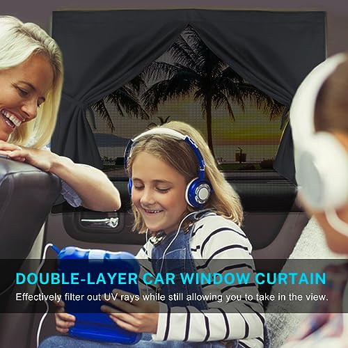 Car Window Shades, Magnetic Double Layer Car Sun Shade for Side Windows Privacy Full Covers/Half Shade Options Black Car Window Curtains for Baby Protection (1pcs)