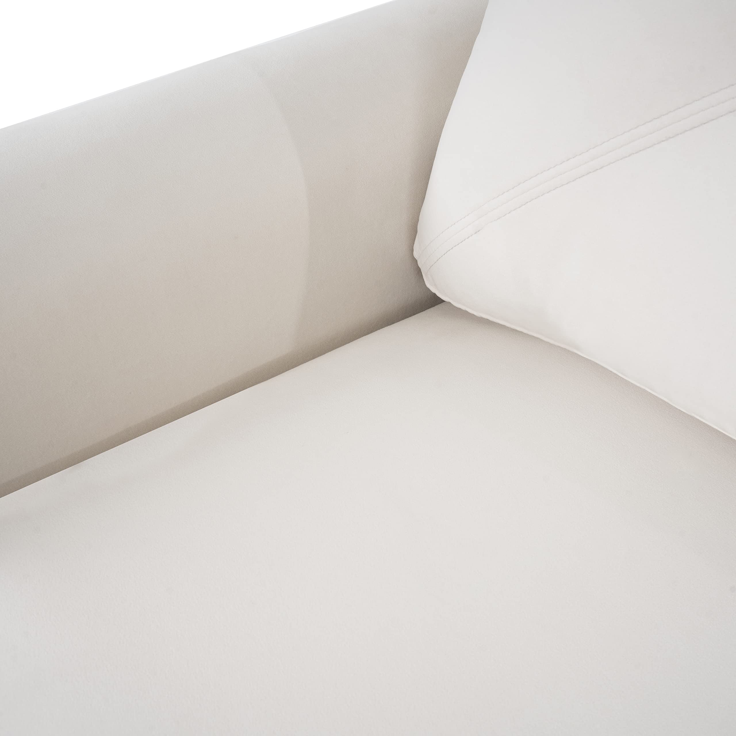 Naomi Home Button Tufted Sofa with Rolled Arms, Tufted Cushions / 3 Seater Sofa Couch for Small Spaces, Living Room, Bedroom, Apartment, Easy Tool-Free Assembly, Microfiber, Cream (P-03778)