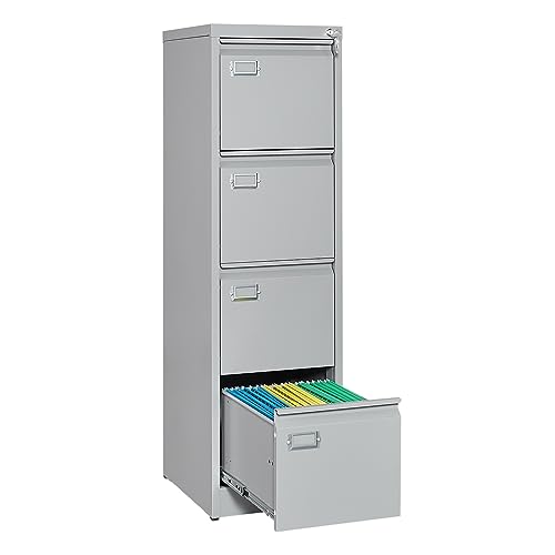 Anxxsu 4 Drawer File Cabinet, Filing Cabinets for Home Office, Metal Vertical File Storage Cabinet with Lock, Locking File Cabinet for A4 Legal/Letter, 15.1" W x 17.7" D x 52.5" H, Assembly Required