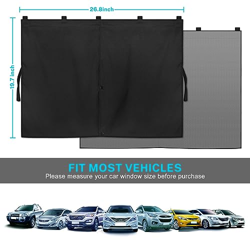 Car Window Shades, Magnetic Double Layer Car Sun Shade for Side Windows Privacy Full Covers/Half Shade Options Black Car Window Curtains for Baby Protection (1pcs)