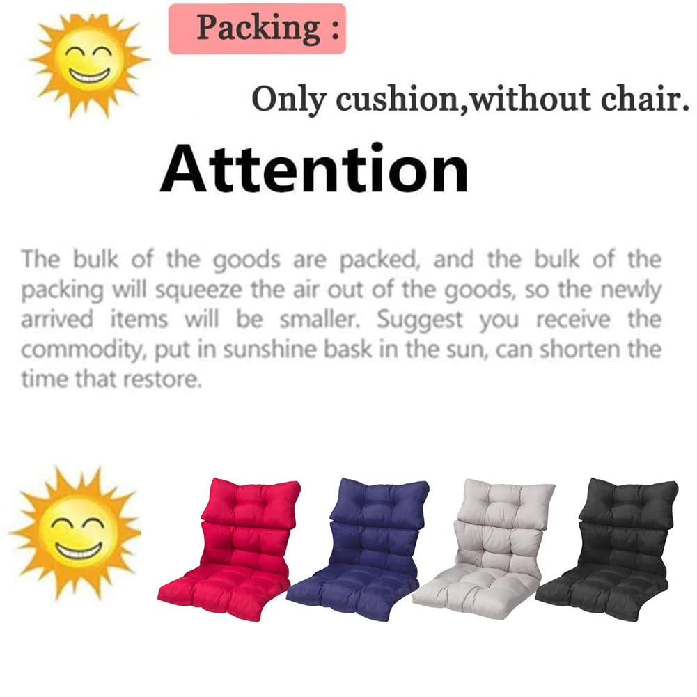 VISTABLUE Patio Chair Cushion, Tufted Outdoor High Back Patio Chair Cushions Replacement Patio Seating Cushions Set, Rocking Chair Cushion Pad with String Ties for Patio Swing Bench Wicker (Wine Red)