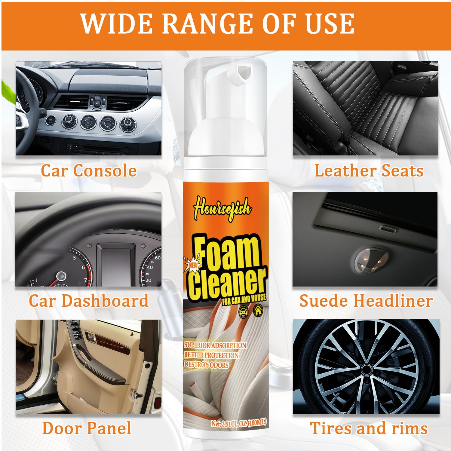 HORSEFISH TOOL All Purpose Cleaner, Car Foam Cleaner (2 Pack)